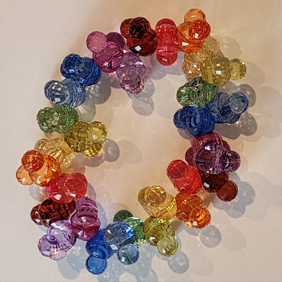 Disney | Jewelry | Disney Mickey Rainbow Bead Stretch Bracelet | Poshmark